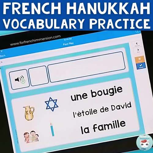 Hanoukka French Hanukkah Vocabulary Practice FRENCH BOOM CARDS Distance ...