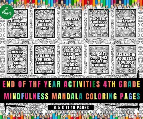 End Of The Year Activities 4th Grade Mindfulness Mandala Coloring Pages