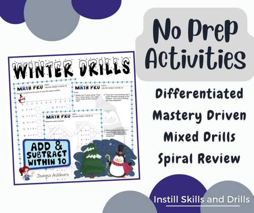 Winter Review Math Activities | Add and Subtract within 10 Practice ...