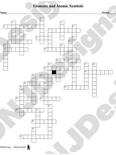 Elements and Atomic Symbols Crossword Puzzle by DNJDesigns and Mathman1962