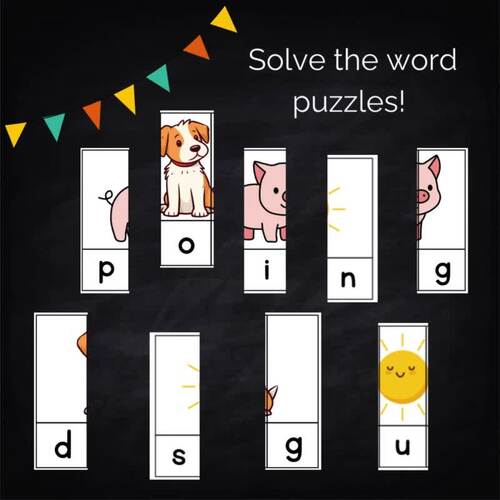 CVC Short Vowel Puzzles | Phonics Center by Crafty Little Learners
