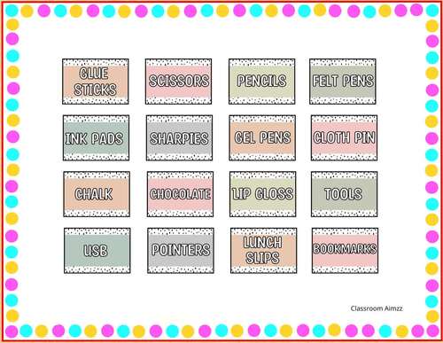 Editable Teacher Toolbox Labels, Boho Neutral Spotty Teacher Toolbox Labels