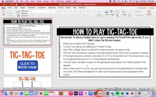 Review Game Template Tic Tac Toe | Powerpoint Review Game | Any Subject