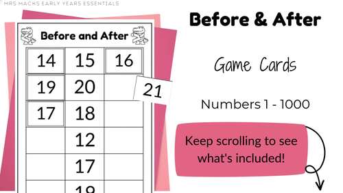 Before and After Numbers 1-1000 - Differentiated Maths Game Cards
