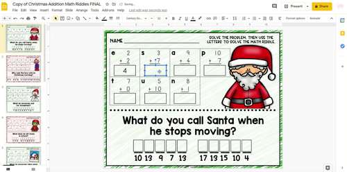 Christmas Math Riddles (Addition & Subtraction) || Google Slides™ & SeeSaw™
