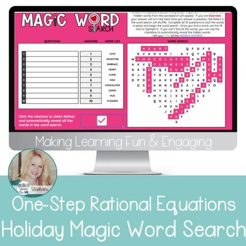 One-Step Rational Equations - Valentine's Self-Checking Digital Activity