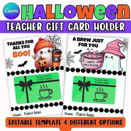 Halloween Gift Card Holders- Teacher Appreciation Gift Tags Boo Cute ...