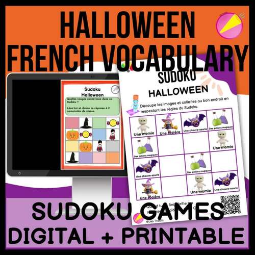 French Halloween Sudoku Game | Jeu Sudoku Halloween en français by Lea ...