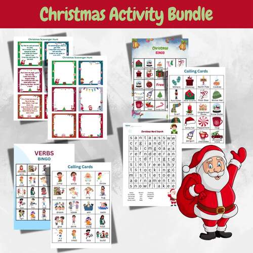 Christmas Activity Bundle | Word Search, Scavenger Hunt, Book Bingo ...