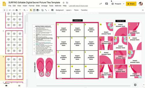 Surfing Digital Editable Google Slide Secret Pictures | Distance Learning