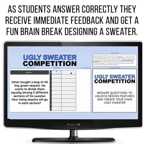 Ugly Christmas Sweater 3rd Grade 1 Step Multiplication & Division Word ...