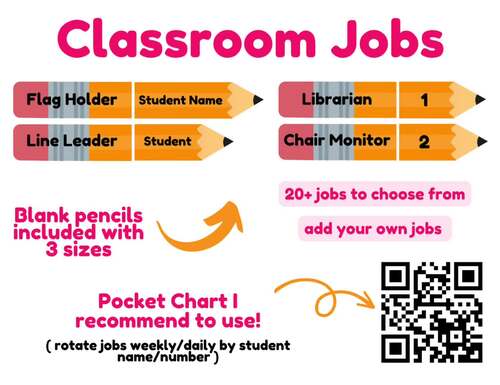 Customizable Pencil Classroom Jobs by Miss Kerry Teaches | TPT