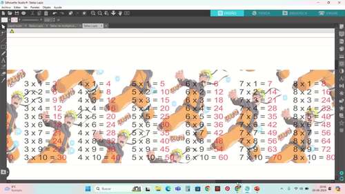Tablas de multiplicar 2 al 9 Anime N a r u t o en PDF/JPG, Material ...
