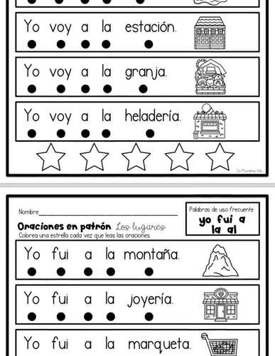 Sight Word Sentences in Spanish- Oraciones en patrón- Lugares | TpT