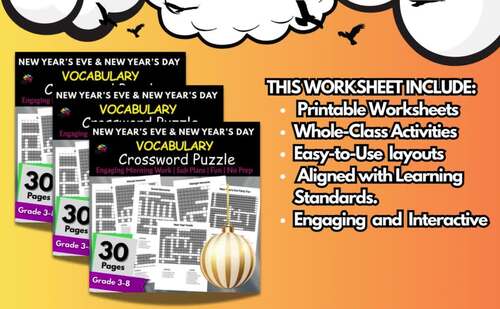 New Year’s Eve & New Year’s Day Crossword Activities 4th,5th,6th,7th ...