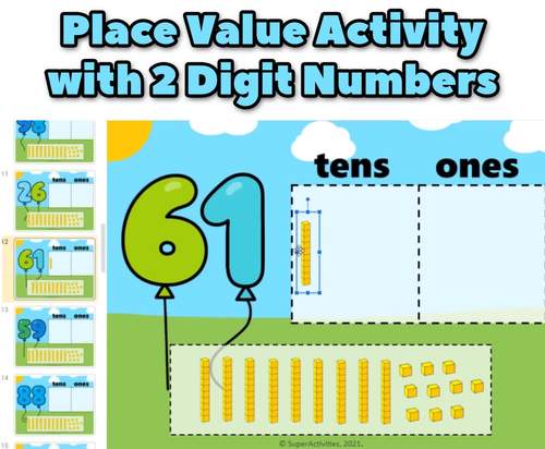 Place Value Activity with 2 Digit Numbers, Interactive Google Slides