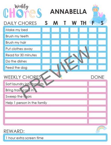 Fun and Easy Editable Chore Chart for 5 Year Old: Encouraging ...
