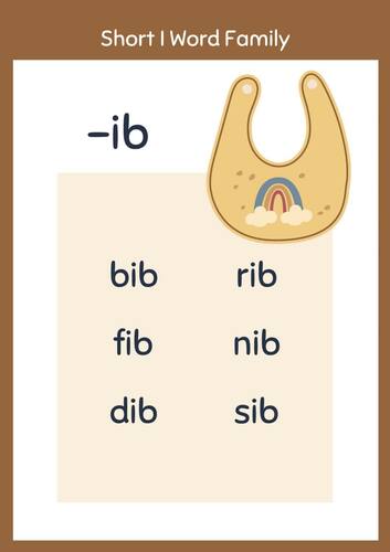 Short I Word Family Posters in Colorful Simple Style by LoveMyTeacher