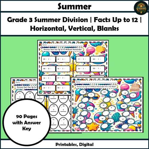 Grade 3 Summer Division Math Facts Up to 12 No Remainders Fill the Blank