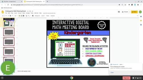 Kindergarten Interactive Digital Math Meeting Board & Calendar for ...