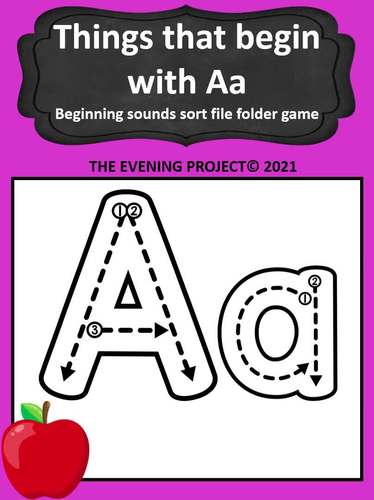 Things that begin with Aa /Beginning sounds sort file folder game