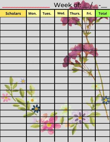 Communication/Behavior/Participation/Attendance Weekly Tracker (PRINTABLE)