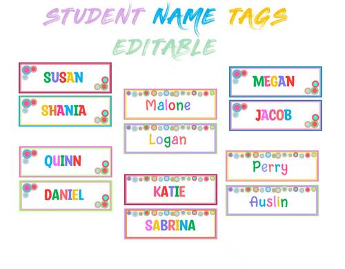 Printable Name Tags, Polka Dots Student Name Labels, Editable Classroom ...