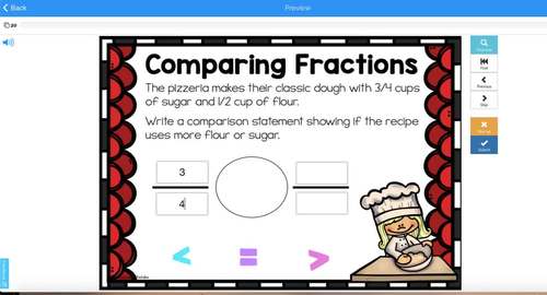 Comparing Fractions Word Problems Boom Cards™ Unlike denominators