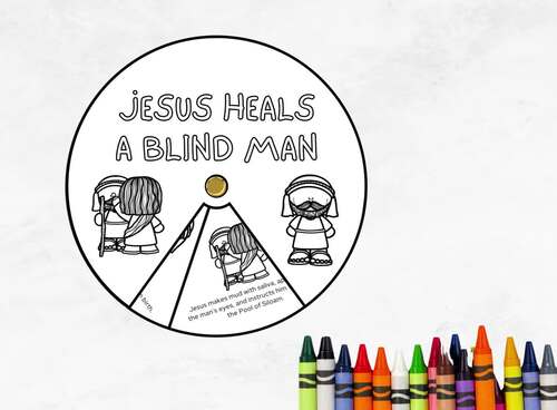 Jesus Heals a Man Born Blind, Bible Spinning Wheel, Sunday School ...