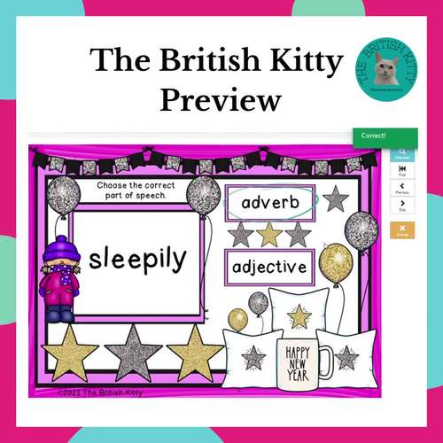 Happy New Year Nouns Verbs Adjectives Adverbs Winter Boom Cards™