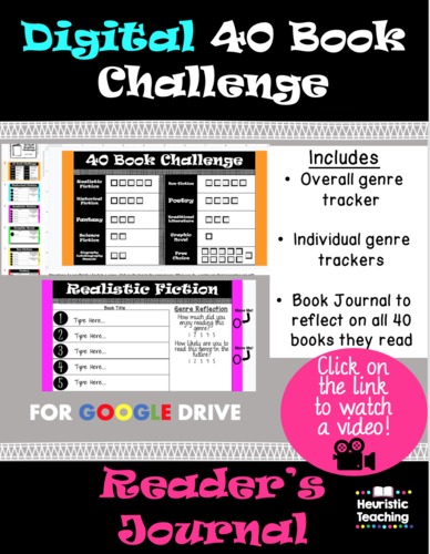 40 Book Challenge- Digital Video PREVIEW by Heuristic Teaching | TPT