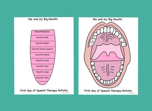 First day of Speech Therapy, Back to School, All about me Big Mouth ...