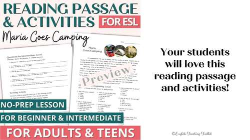 Adult ESL Reading Passage & Comprehension Questions - Maria Goes Camping