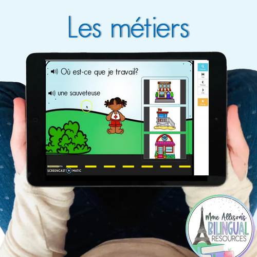Les métiers/ Community Helper French digital task Cards with audio