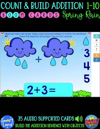 Counting Addition Number Bonds 1-10 digital cards | Spring Rain | TPT