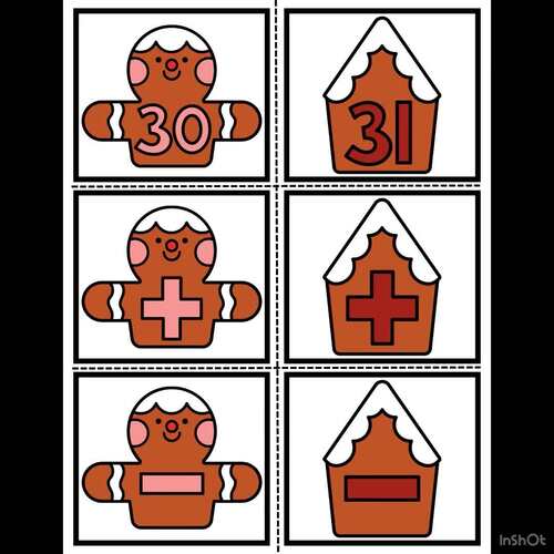 Gingerbread Calendar Cards (Even & Odd Sorting + Math Symbols) | TPT