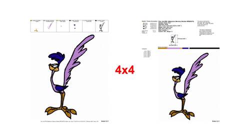 Fast Road Runner Cartoon Character Embroidery Designs from Looney Tunes ...