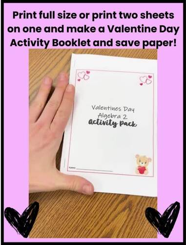 Algebra 2 Valentines Day Review Activity Worksheets | Coloring | Matching