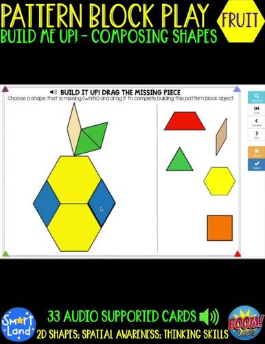 Pattern Blocks digital 2D shapes activities | Fruit "Build Me Up"
