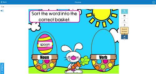 Easter Activity | Identifying Nouns and Verbs Sorting Game for Boom ...