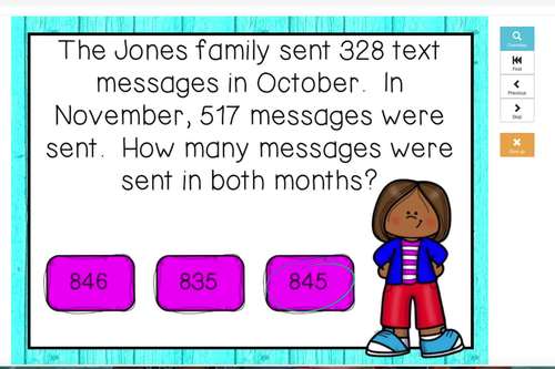 Addition Word Problems BOOM Cards/ Distance Learning / 3.NBT.A.2