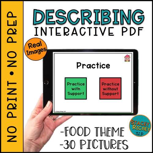 Describing Food Pictures Speech Therapy Digital Resource with Real Photos
