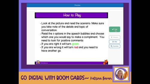 Boom™ Cards with audio: Giving Compliments by Katrina Bevan | TPT