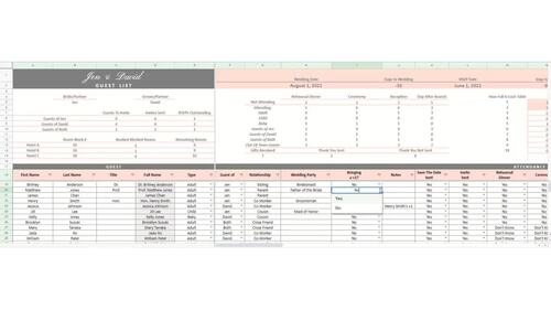 Wedding Guest List Tracker Google Sheets Spreadsheet by Mom Money Map