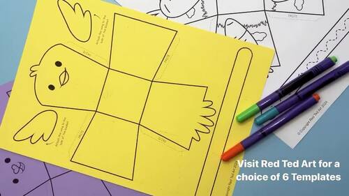 5 Easter Basket Craft - Easter Coloring Page Craft & Print to Card Bunny