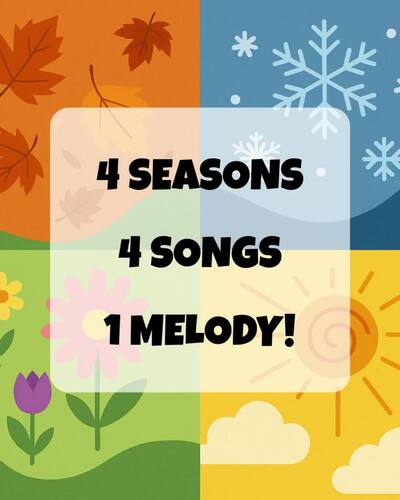 Fall, Winter, Spring and Summer Music & Language Arts Bundle|PreK-Grade 2