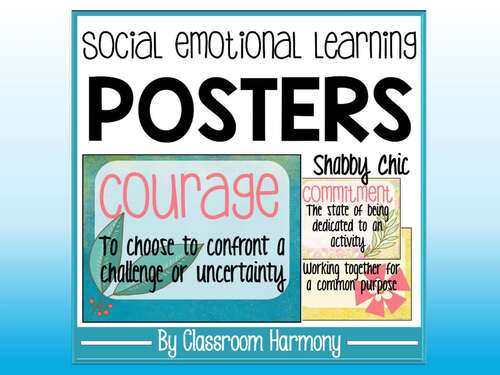 Shabby Chic Social Emotional Learning Posters | 70 Character Education ...