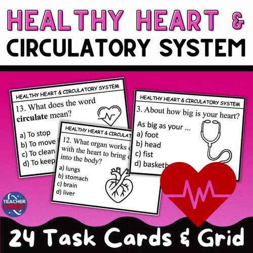Heart Circulatory Human Body Task Cards Activity Scoot Valentines Day ...