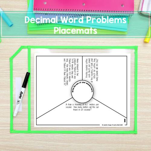 6th grade | Decimal Word Problems Placemats - All Operations | Group ...