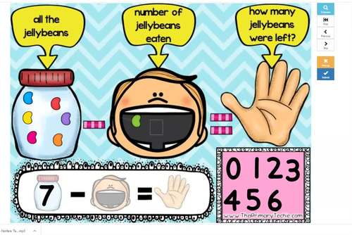 Boom Cards - Jellybean Subtraction - Distant Learning by The Primary Techie